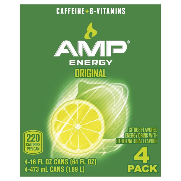 Amp Energy Original Citrus Flavored Energy Drink (16 fl oz) - Instacart