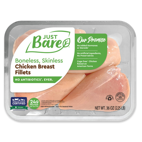 Just Bare Brand Boneless Skinless Chicken Breast Fillets Same-Day ...