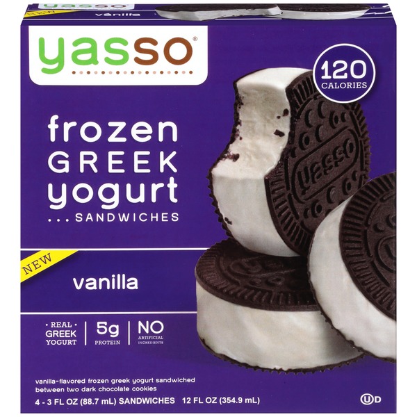 Yasso Vanilla Frozen Greek Yogurt Sandwiches (3 fl oz) - Instacart