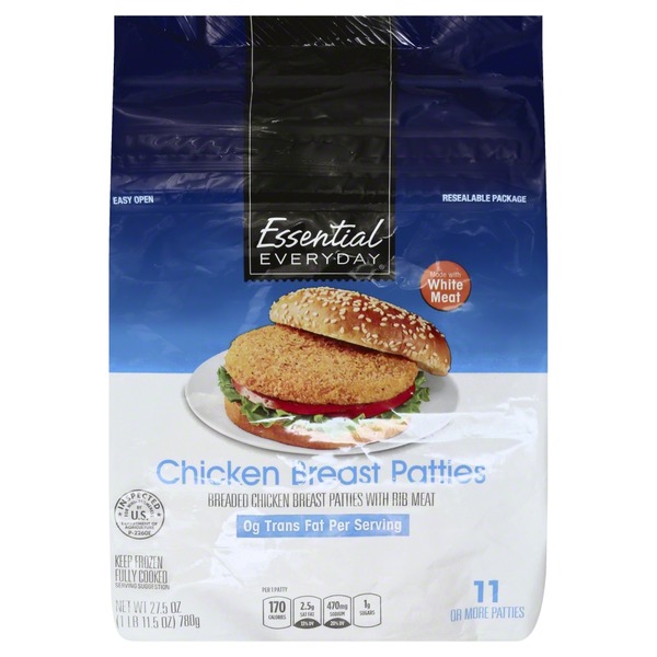 Essential Everyday Chicken Breast Patties (27.5 ct) - Instacart