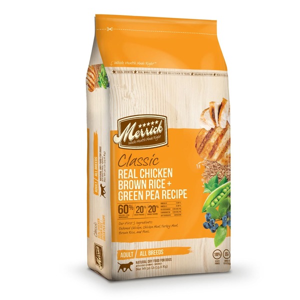 Merrick Classic Real Chicken Brown Rice & Green Pea Recipe Dry Dog Food ...
