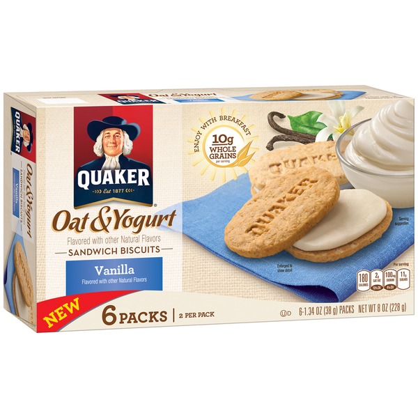Quaker Oat & Yogurt Vanilla Sandwich Biscuits (1.34 oz) - Instacart