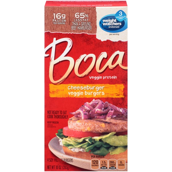 Boca Cheeseburger Veggie Burgers (10 oz) - Instacart