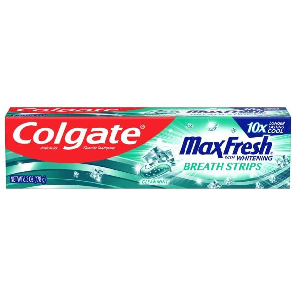 Colgate Whitening Toothpaste With Mini Breath Strips, Clean Mint Same ...