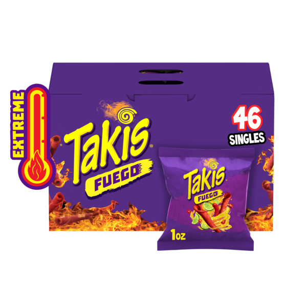 Takis Fuego 46 pc / 1 oz Multipack, Hot Chili Pepper & Lime Flavored ...