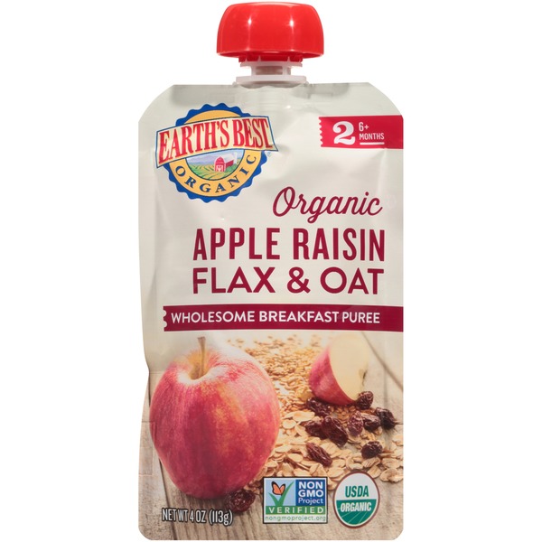 Publix Earth's Best Breakfast Puree, Apple Raisin & Oat, 2 (6+ Months ...