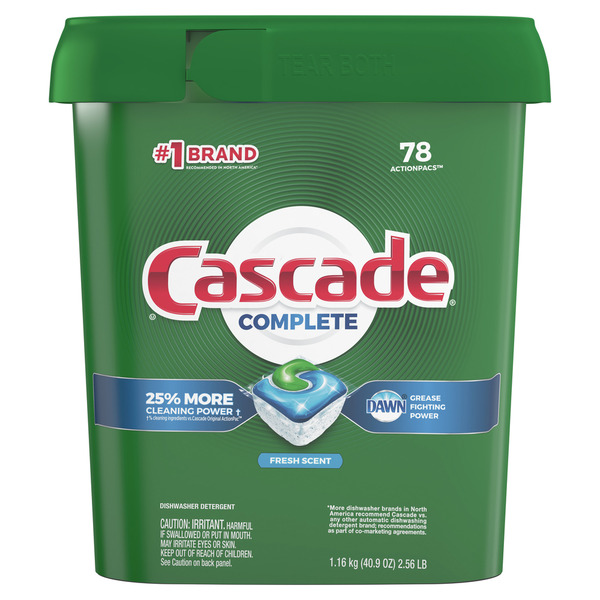 Walmart Cascade Complete Actionpacs Dishwasher Detergent Pods, Fresh ...