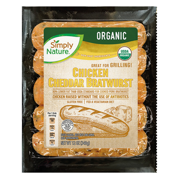 Simply Nature Organic Chicken Cheddar Bratwurst Same-Day Delivery or ...
