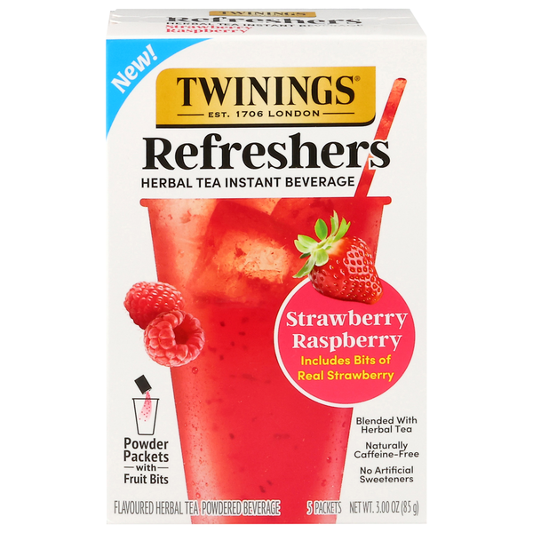 Twinings Refreshers Instant Beverage Strawberry Raspberry Herbal Tea ...
