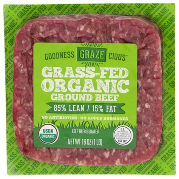 Goodness Grazecious 85% Lean / 15% Fat Grass-Fed Organic Ground Beef ...