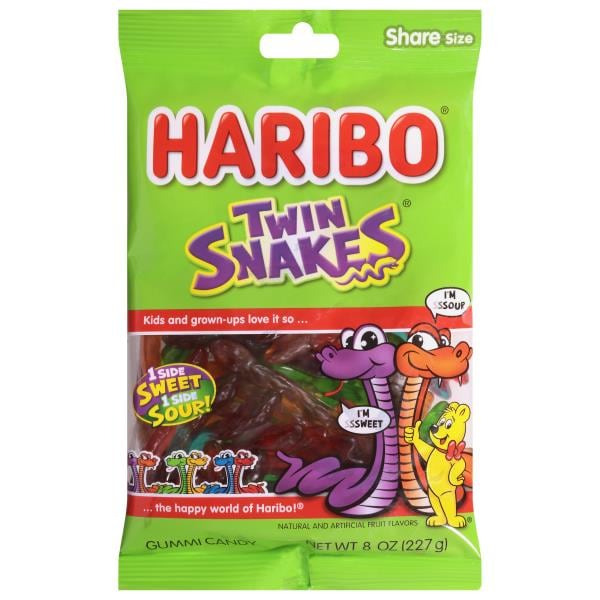 HARIBO Twin Snakes Sweet & Sour Gummi Candy Share Size Same-Day ...