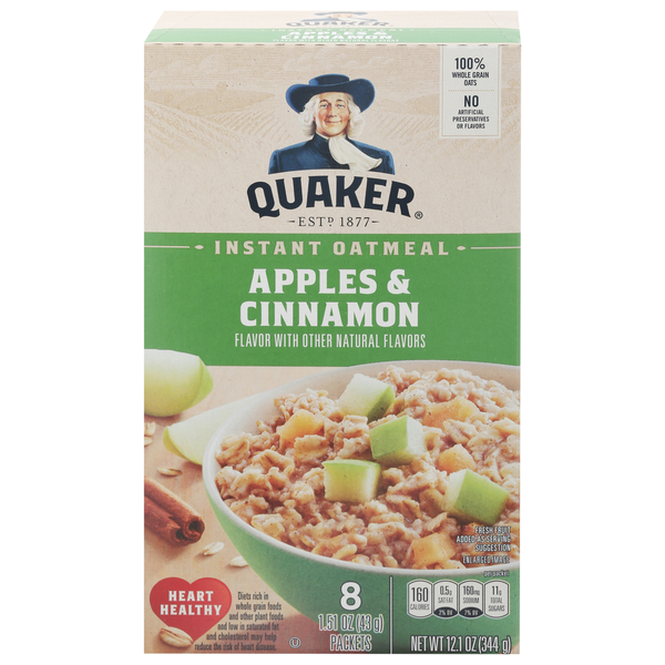 Quaker Instant Oatmeal, Apples & Cinnamon - Pack Same-Day Delivery or ...