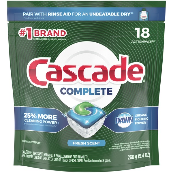 Cascade Complete Actionpacs Dishwasher Detergent Pods, Fresh Same-Day ...