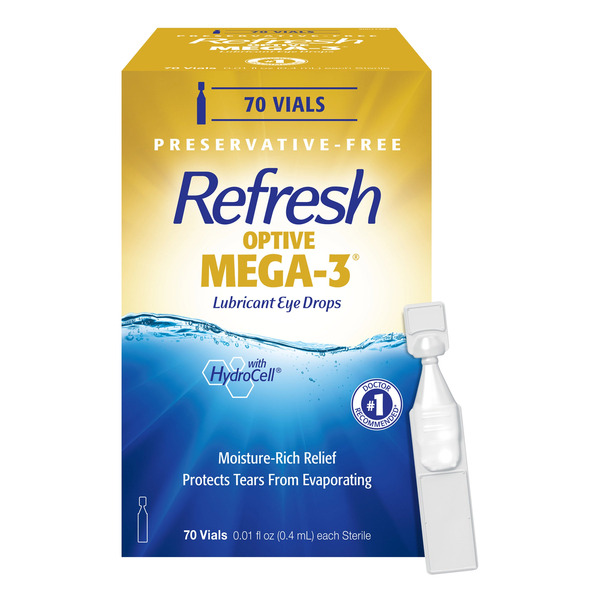 Refresh Optive Mega-3 Lubricant Eye Drops Preservative-Free Artificial ...