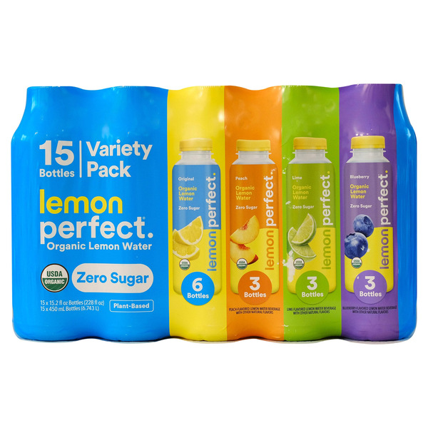 Lemon Perfect Water Organic Zero Sugar Variety Pack, 15.2 fl oz, 15 ...