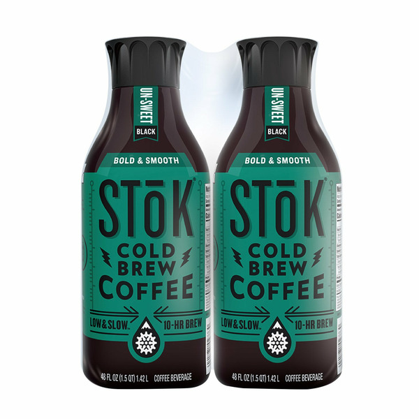 SToK Cold Brew Coffee, Arabica-Based Blend, Black, Unsweetened, Medium Roast, 48 FL OZ Bottle, 2 ...