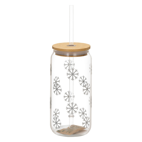 ALDI Crofton Snowflake Glass Cup With Straw Same-Day Delivery or Pickup ...