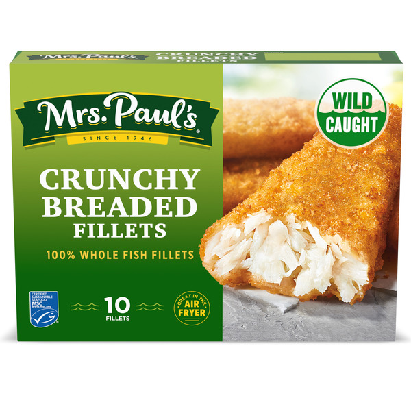 Mrs. Paul's Crunchy Breaded 100% Whole Fish Fillets, Frozen Same-Day ...