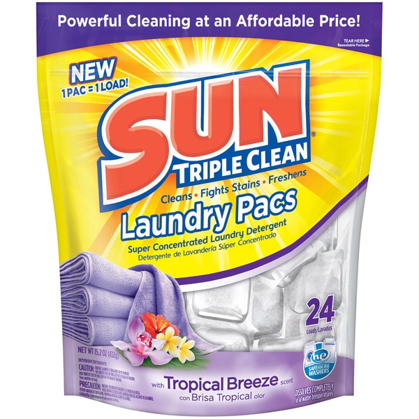 Sun Triple Clean Tropical Breeze Laundry Pacs Laundry Detergent (15.2 ...