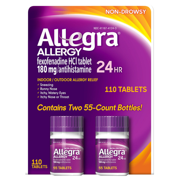 Allegra Non-drowsy Indoor / Outdoor Allergy Relief Fexofenadine Hcl 180 ...