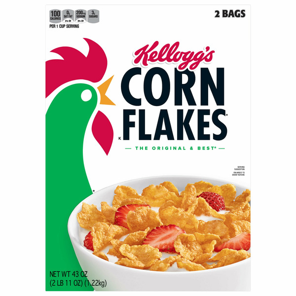 Kellogg's Corn Flakes Breakfast Cereal, Kids Cereal, Family Breakfast ...