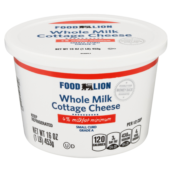Food Lion Food Lion 4% Milkfat Minimum Small Curd Whole Milk Cottage ...