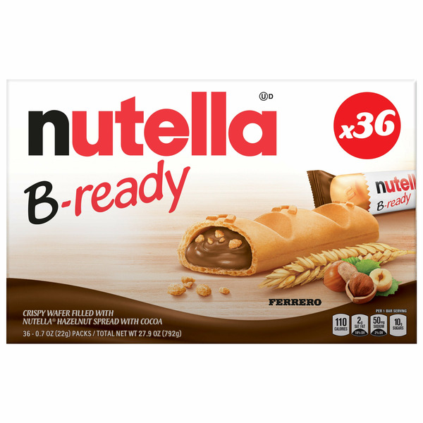 Costco Nutella 36 Snack Bars, Hazelnut Spread With Cocoa, Individually ...
