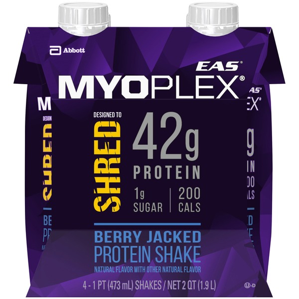 EAS Myoplex Shred Protein Shake Berry Jacked Ready-to-Drink Bottles (2 ...