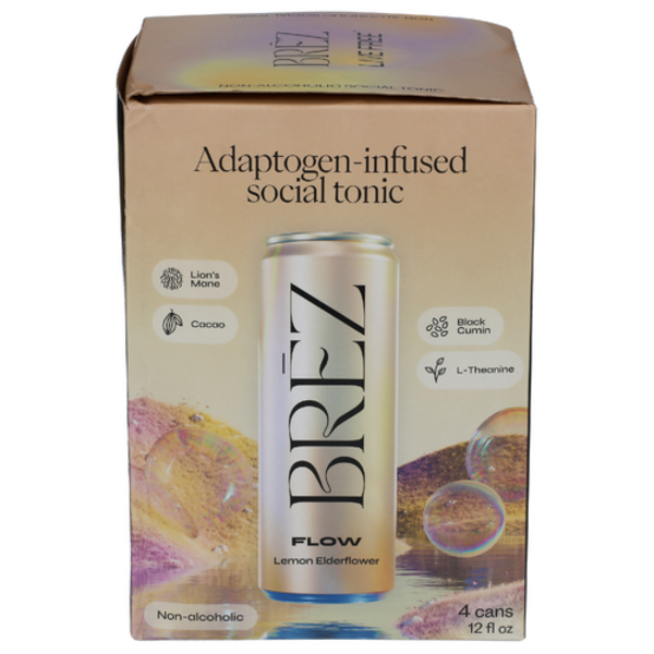 Brez Non-Alcoholic Social Flow Lemon Elderflower Tonic Same-Day ...