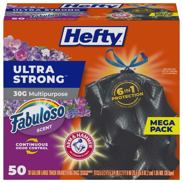 Publix Hefty Drawstring Bags, Fabuloso Scent, Ultra Strong, 30G ...