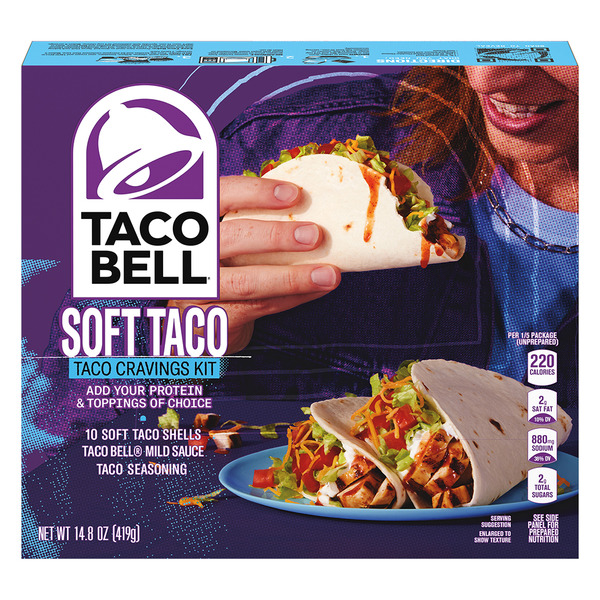 Taco Bell Soft Taco Dinner Kit with Ten Soft Tortillas, Mild Sauce ...