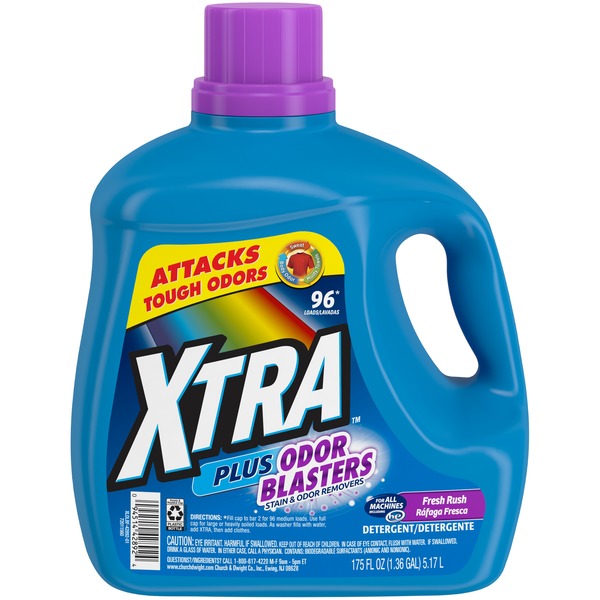 Xtra Plus Odor Blasters Liquid Laundry Detergent, Fresh Rush, (175 oz ...