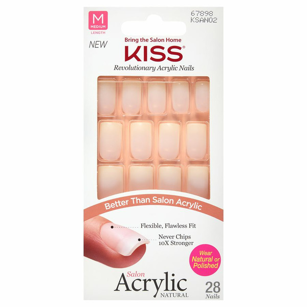 Walgreens KISS Nails, Natural, Medium Length, KSAN02 Same-Day Delivery ...