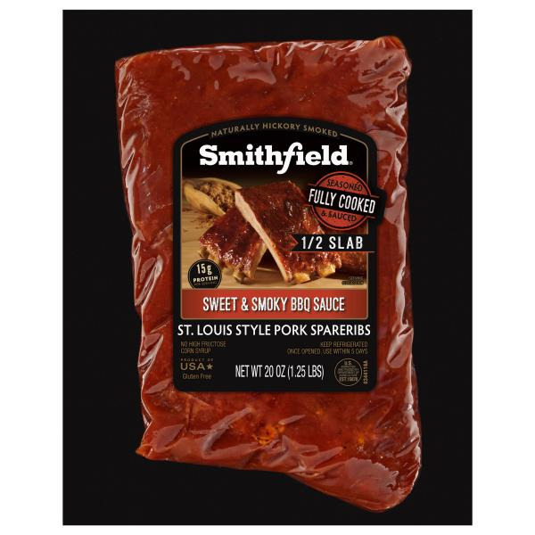 Smithfield St. Louis Style Sweet & Smoky BBQ Sauce Pork Spareribs Same ...