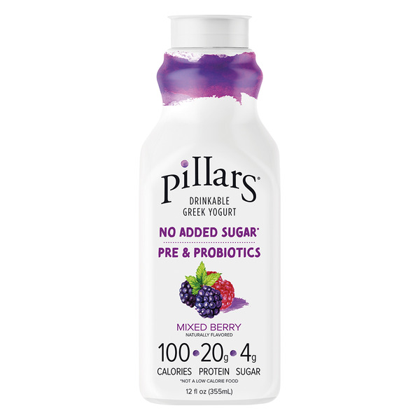 Pillars Drinkable Greek Yogurt, Pre & Probiotics, Mixed Berry Same-Day ...