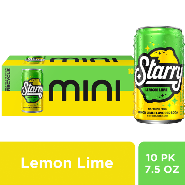 Starry Mini Soda Lemon Lime 7.5 Fl Oz, 10 Count Same-Day Delivery or ...