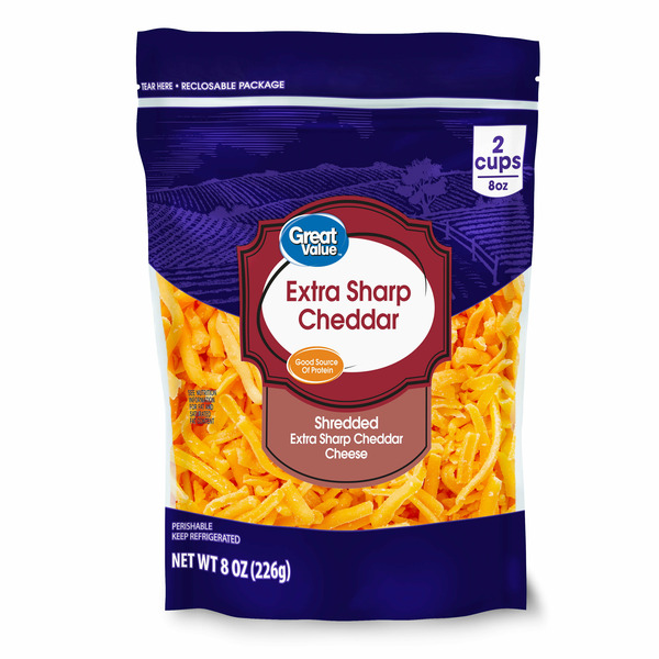 Walmart Great Value Extra Sharp Cheddar Shredded Cheese Same-Day ...