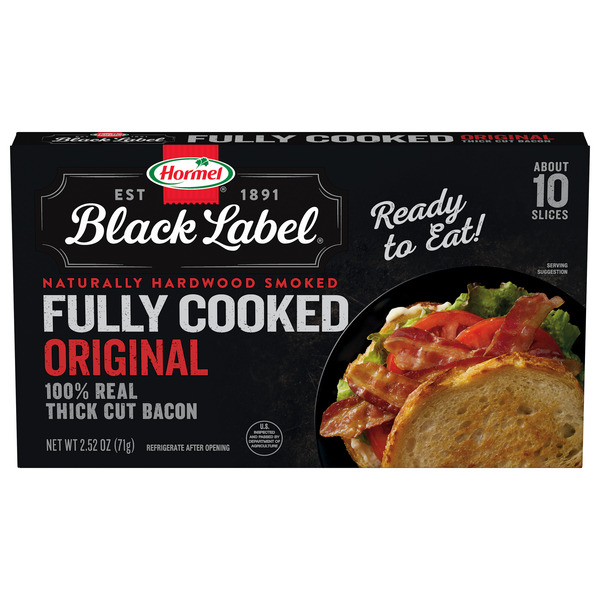Hormel Black Label Thick Cut Fully Cooked Bacon, 2.52 OZ Same-Day ...