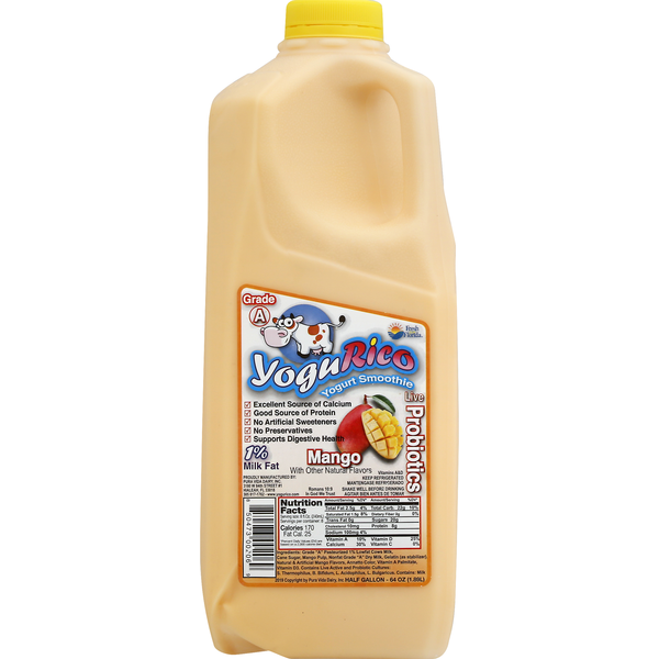 YoguRico Yogurt Smoothie, Mango, 1% Milk Fat (0.5 gal) - Instacart