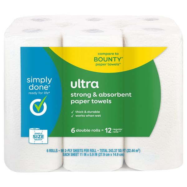 Simply Done Paper Towels, Simple Size Select, Ultra, 2 Ply Same-Day ...
