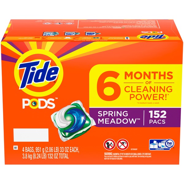 Tide Tide PODS Liquid Laundry Detergent Pacs, Spring Meadow, 152 count ...