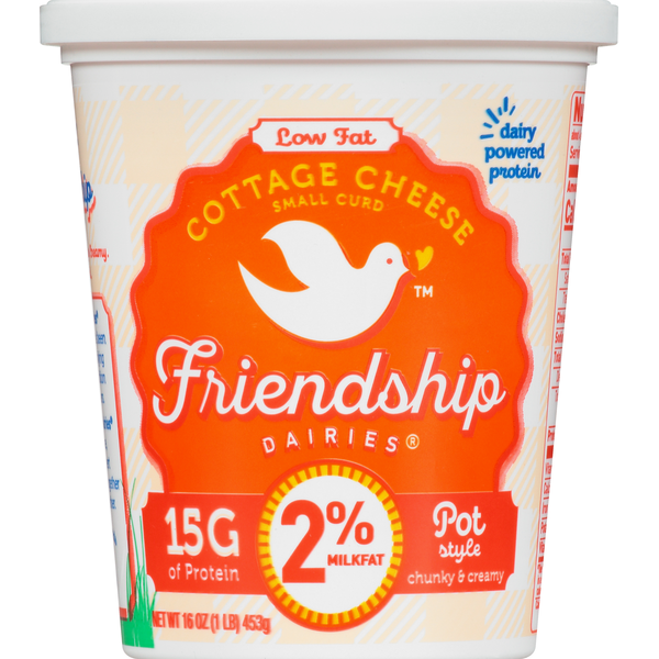 Friendship Dairies Cottage Cheese, Small Curd, 2% Milkfat, Low Fat, Pot ...