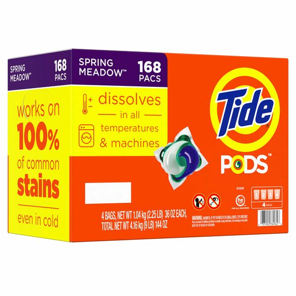 Tide PODS Liquid Laundry Detergent Pacs, 168 Count, Spring Meadow Scent ...